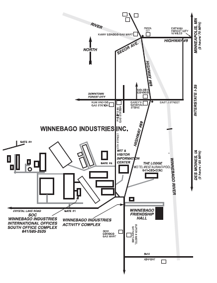 right north into the center lane and winnebago industries security will ...