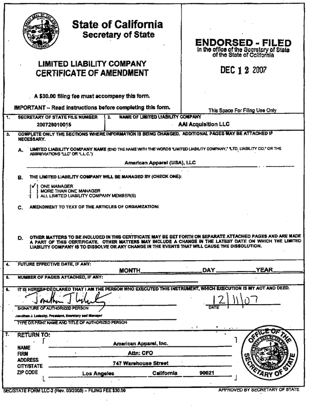 Articles Of Organization California Template Articles Of Organization California Template