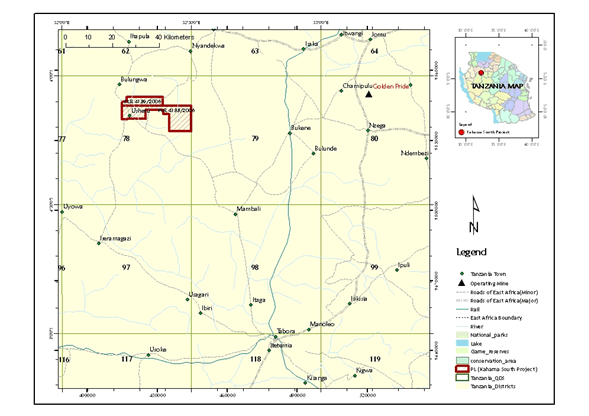 map 25 location map of the kahama south prospecting licenses